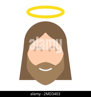 face of Jesus Christ, flat design isolated. Vector illustration. Vector ...