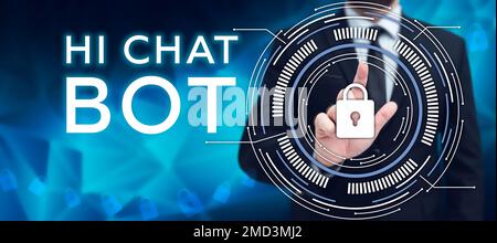 Conceptual display Hi Chat Bot, Concept meaning Greeting to robot ...