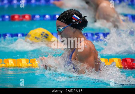 Nika Godun of Russia competes in the 200m Breaststroke Women B Final ...