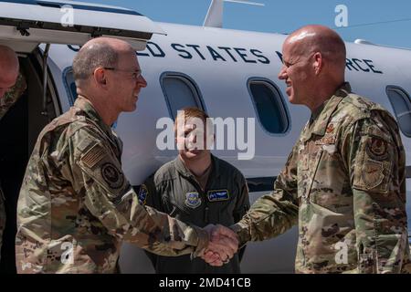 Air Force Test Center Commander Maj. Gen. Evan Dertien, left, and Col ...