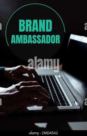 Hand writing sign Brand Ambassador, Business overview agent accredited ...