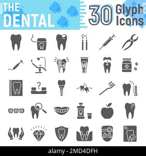 Tooth line and solid icon. Dentistry or stomatology logo outline style ...