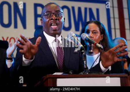 Incumbent Buffalo Mayor Byron Brown speaks to supporters at his ...