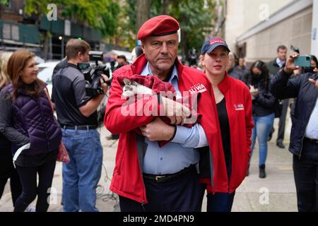 Mayoral candidate Curtis Sliwa arrives to vote with his wife Nancy ...