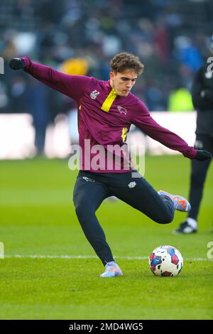 Derby County's Tony Springett warming up ahead of the Sky Bet League ...