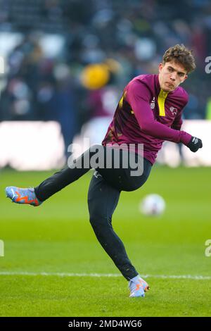 Derby County's Tony Springett warming up ahead of the Sky Bet League ...
