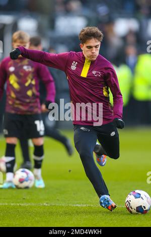 Derby County's Tony Springett warming up ahead of the Sky Bet League ...
