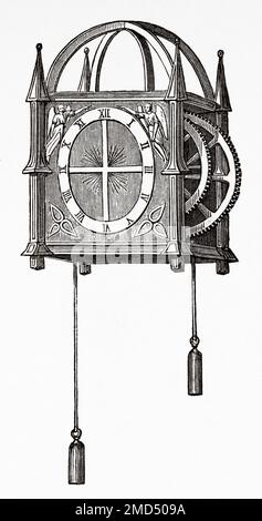 15th century clock with wheels and weights. The Arts of the Middle Ages ...