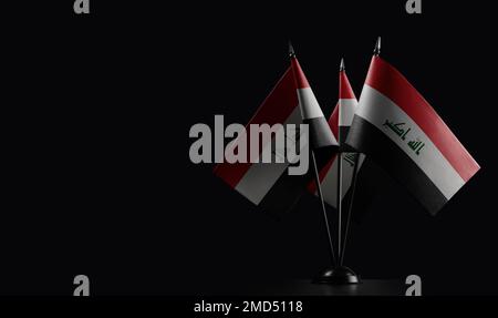 Small national flags of the Iraq on a black background Stock Photo - Alamy