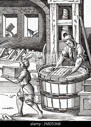 Art and craft, Renaissance workshop: the paper maker by Jost Amman ...