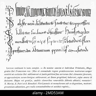 10th century diplomatic writing from a letter by Hugues Capet. The Arts ...