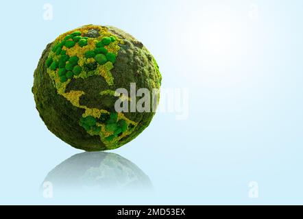 Green planet Earth from natural moss with plant. Symbol of sustainable ...
