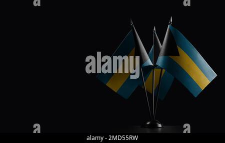 Small national flags of the Bahamas on a black background Stock Photo ...