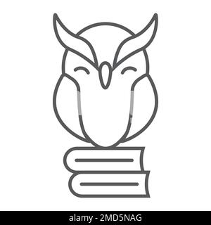 Owl on books glyph icon, e learning and education, knowledge sign ...