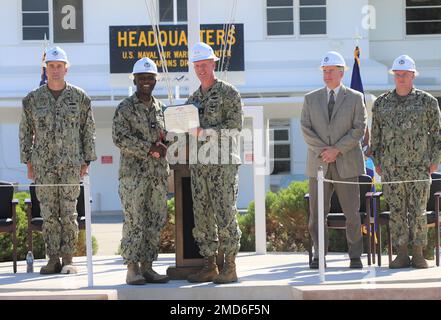OICC China Lake’s Operations Officer Commander Nathan Hardy being awarded the 2021 Society of ...