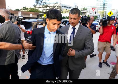 Anthony Borges, center, a survivor of the Parkland school shooting ...