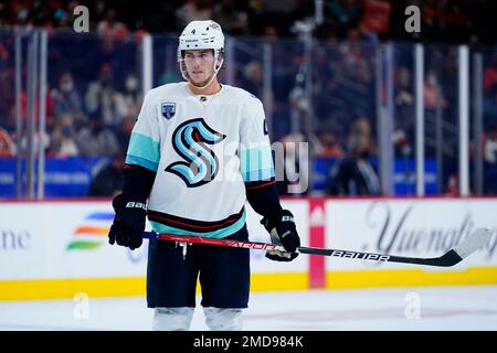 Seattle Kraken's Haydn Fleury plays during an NHL hockey game, Monday ...