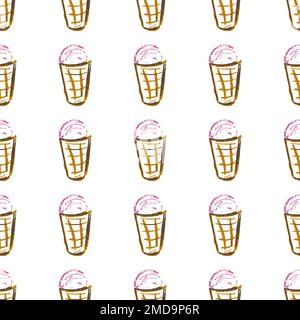 Sweets seamless pattern. Children's drawings with wax crayons. Ice ...