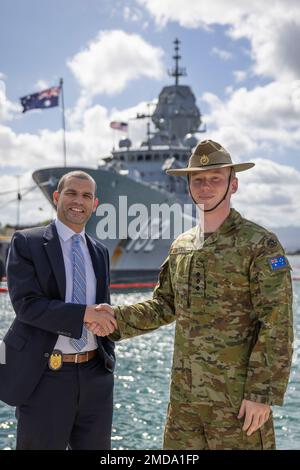 From left, Australian Army Capt. Mark Dunbar, maritime manager with 10 ...