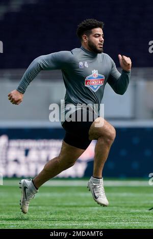 Frankfurt Galaxy offensive lineman Wael Nasri, of Germany, participates ...