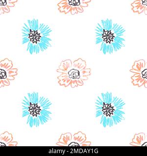 Girly seamless pattern. Flower mood, flowers. Children's drawings with ...