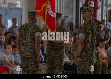 U.S. Marine Corps Col. Marlin D. Williams, center, presents the Legion ...