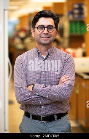 Ardem Patapoutian poses for a portrait in his lab at the Dorris ...