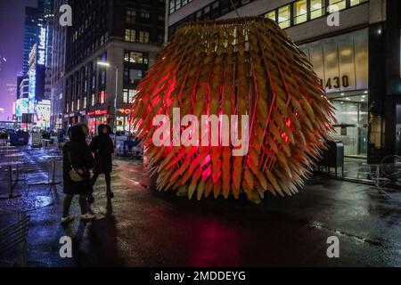 Kinetic light installation is now on display in the Garment District ...