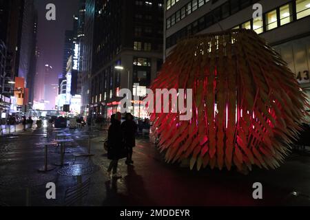 Kinetic light installation is now on display in the Garment District ...
