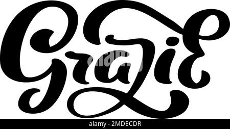 Grazie - thank you in Italian. Modern brush calligraphy. Hand drawn ...
