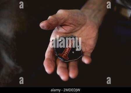 Richard Russell, a World War II Marine veteran, poses for a photo ...