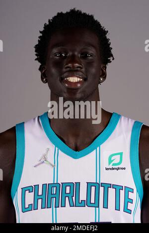Charlotte Hornets' JT Thor poses for a picture during media day Monday ...