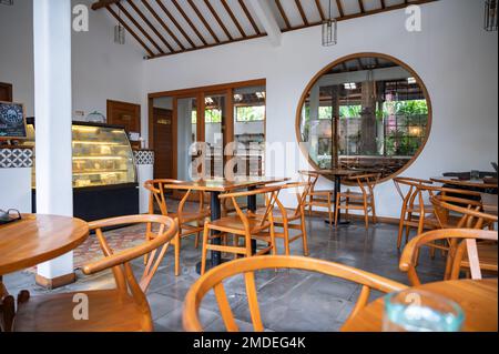 Beautiful interior of Bali style cafe in Ubud, Bali, Indonesia Stock ...