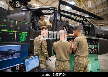 The AH-64 Apache helicopter simulator at Ames Research Center features ...