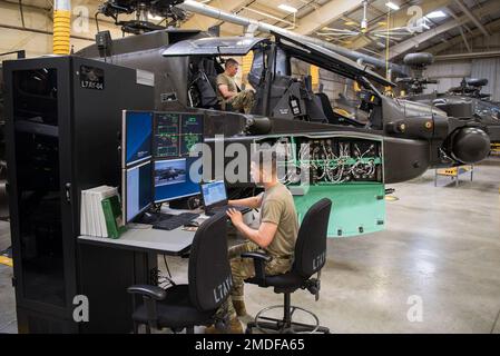 The AH-64 Apache helicopter simulator at Ames Research Center features ...