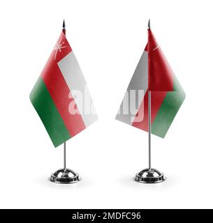 Small national flags of the Oman on a white background Stock Photo - Alamy