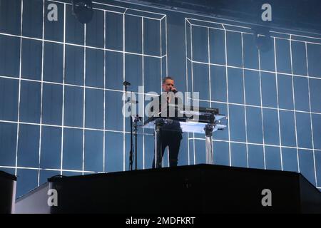 Musician Tyrone Lindqvist of the band Rufus Du Sol performs at the 2021 ...
