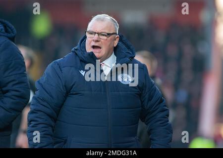 Stevenage FC manager / head coach Steve Evans shouting from touchline ...