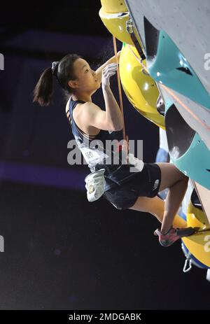 First-place finisher Chaehyun Seo of Korea competes during the women's ...