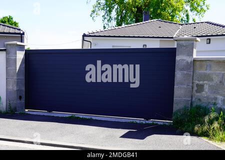 modern grey gate aluminum portal gray design of new suburban house door ...