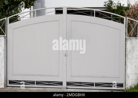 Aluminum grey steel modern gate slide portal of suburb house door Stock ...