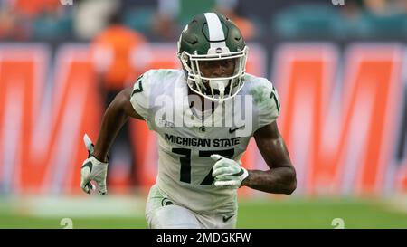 Michigan State wide receiver Tre Mosley plays during an NCAA college ...
