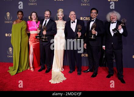 Moses Ingram, from left, Marielle Heller, Scott Frank, Anya Taylor-Joy ...
