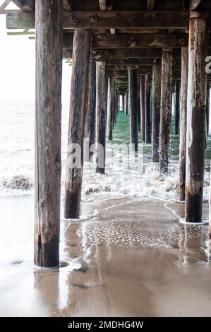 Exterior shot of the wooden support structure that carries the Sea ...