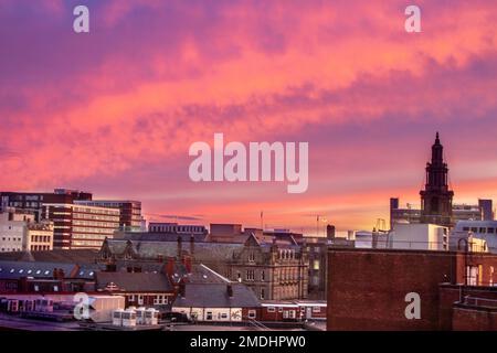 Preston Skyline, Lancashire. UK Weather. 23 Jan 2023 Altocumulus Clouds ...