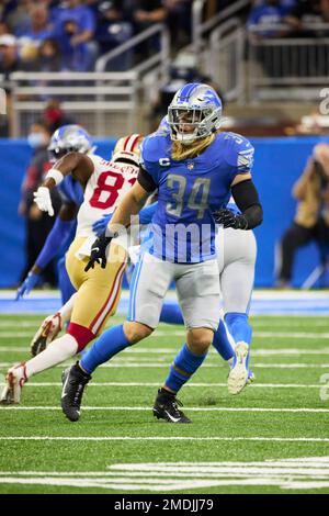 Detroit Lions middle linebacker Alex Anzalone (34) in action against ...