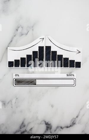 economy or statistics going up and down with progress bar loading ...