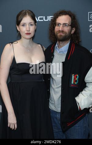 Kate Lyn Sheil and Kyle Mooney attend the premiere of "Jamojaya" at the ...