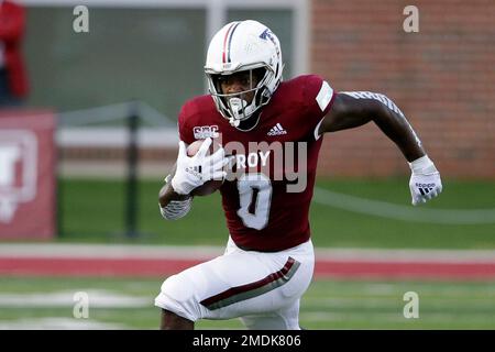 Troy running back Kimani Vidal (0) carries the ball during an NCAA ...