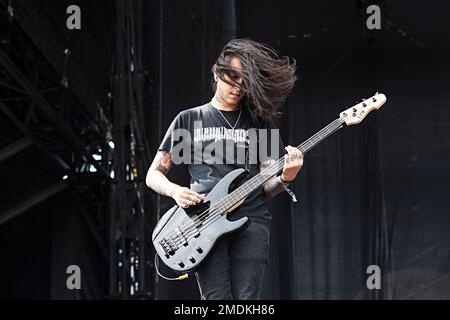 Nicholas Ruffilo of Bad Omens performs at Inkcarceration Music and ...